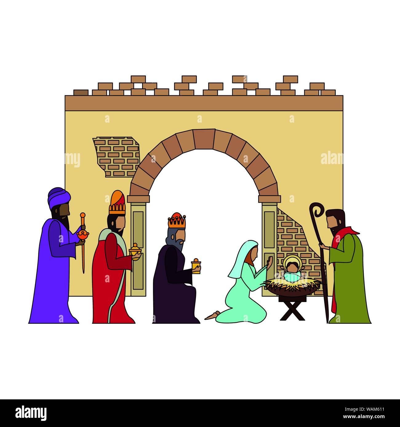 merry christmas nativity christian cartoon Stock Vector Image & Art - Alamy