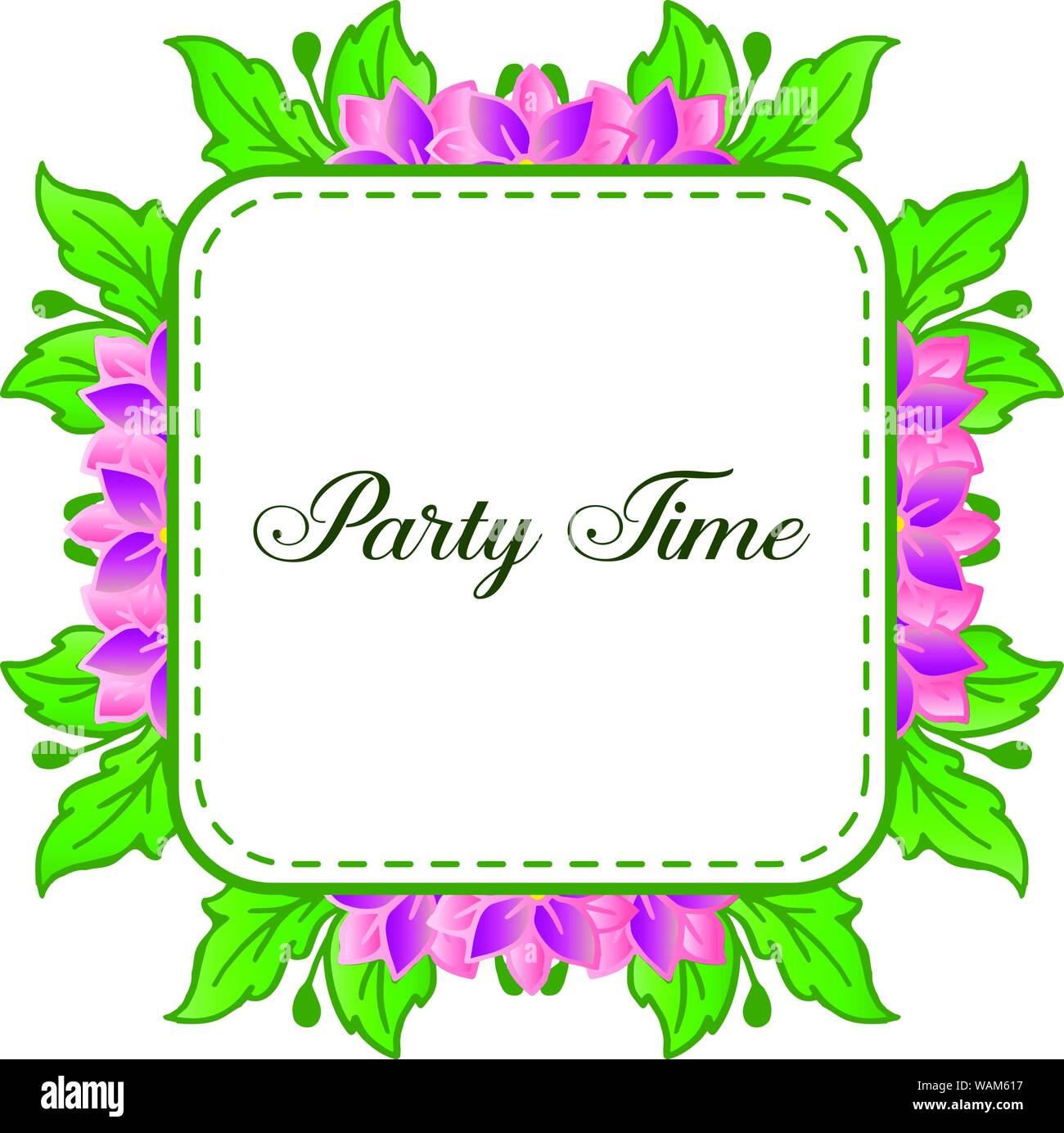 Template or banner for decoration of party time, with beauty green ...