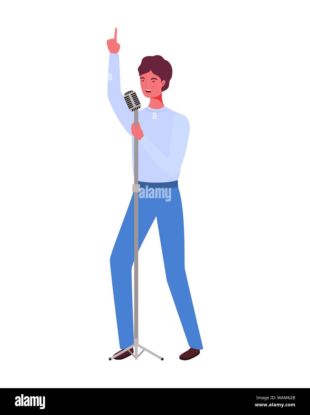 young man with microphone on white background Stock Vector Image & Art ...