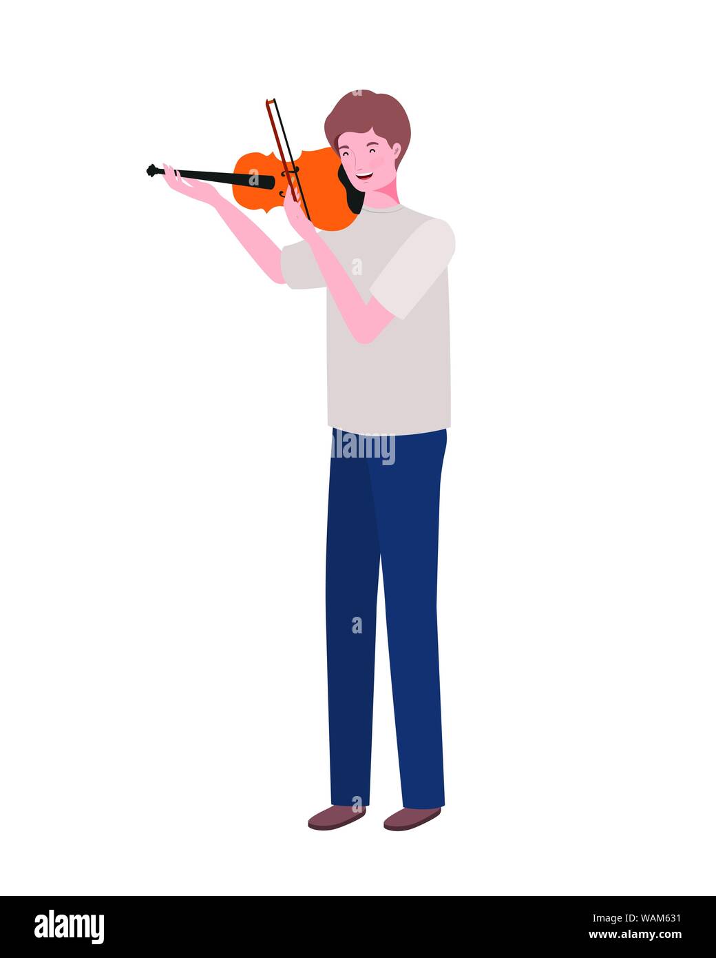young man with fiddle on white background Stock Vector Image & Art - Alamy