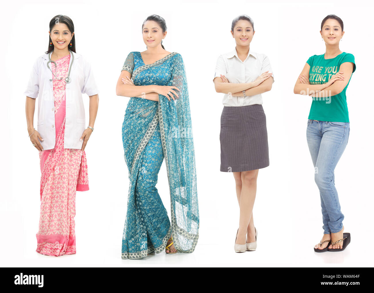 Single woman representing different professions Stock Photo - Alamy