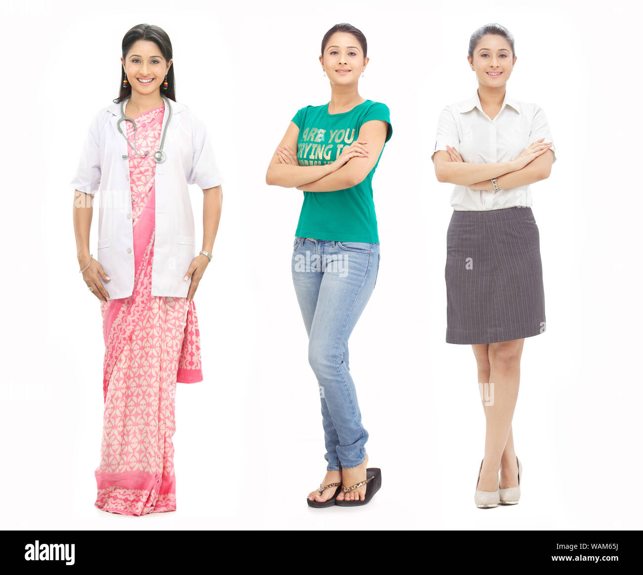 Single woman representing different professions Stock Photo - Alamy