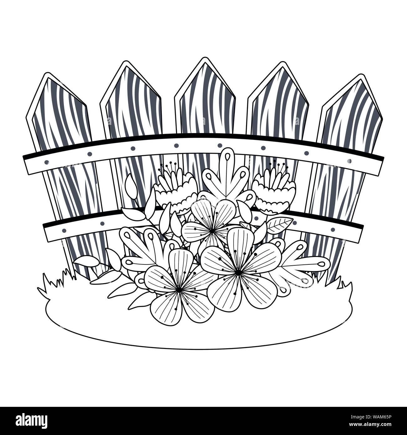 Flowers in front of fence design, floral nature plant ornament garden ...