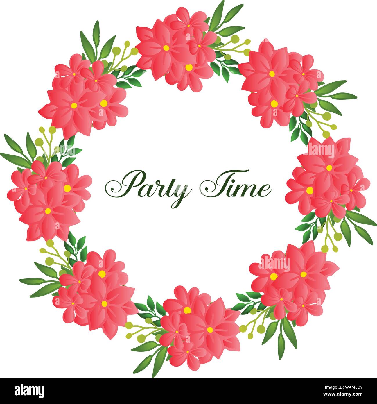Party time card ornate, with very beautiful leaf flower frame. Vector ...