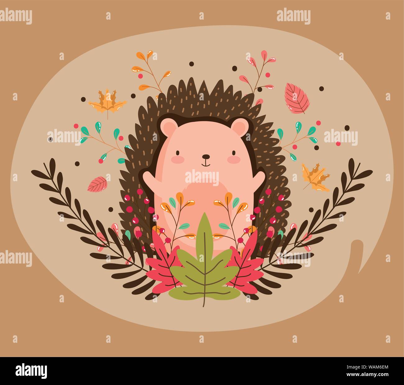 hedgehog hello autumn season vector illustration Stock Vector Image ...