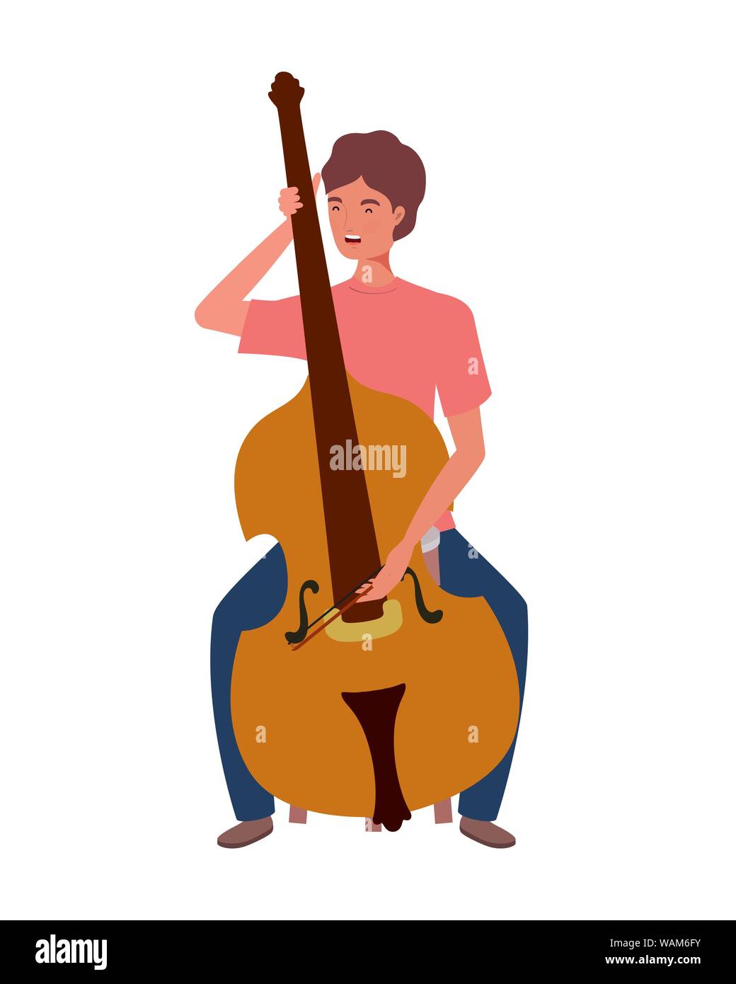 young man with fiddle on white background Stock Vector Image & Art - Alamy