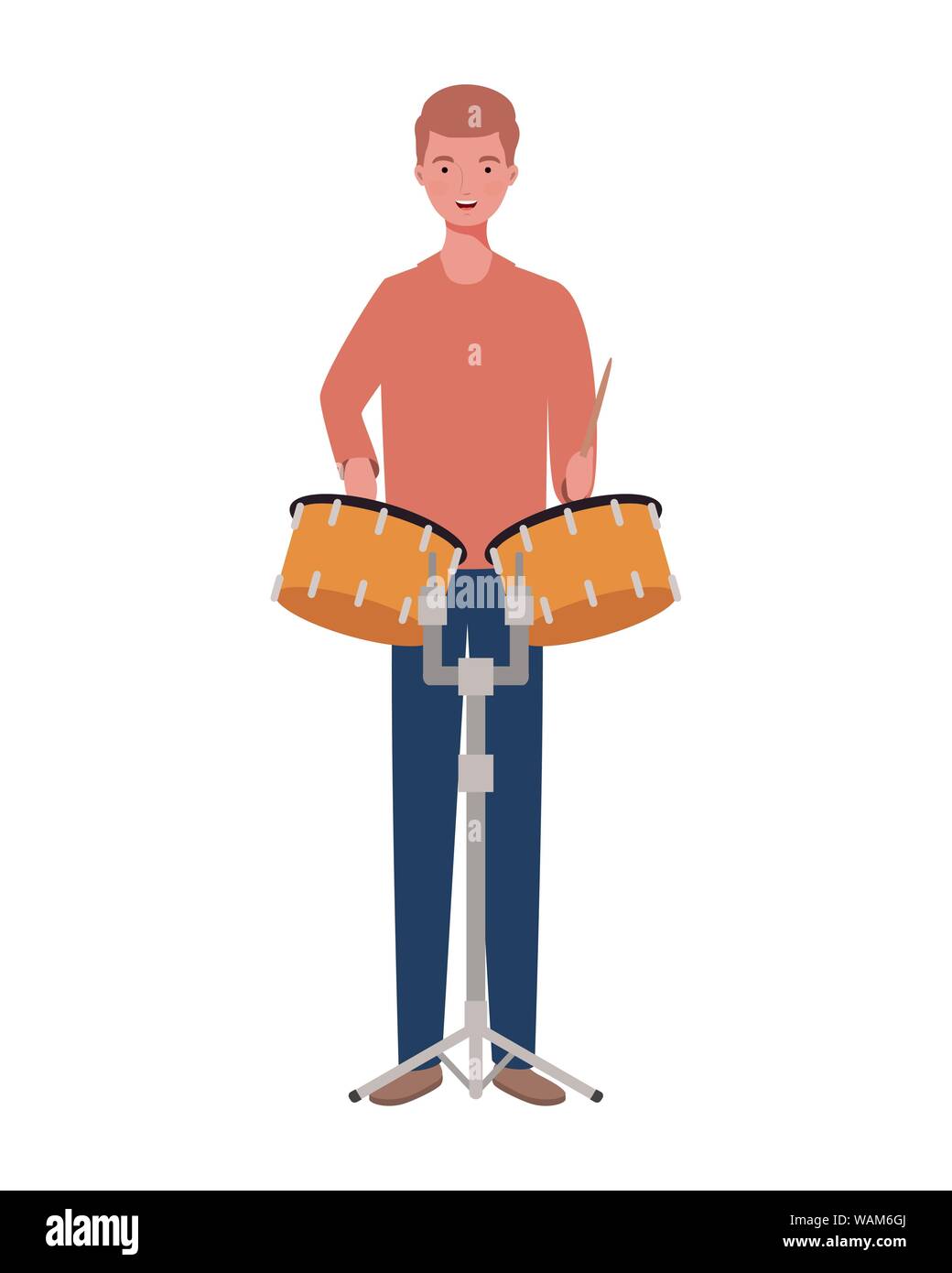 young man with timpani on white background Stock Vector Image & Art - Alamy