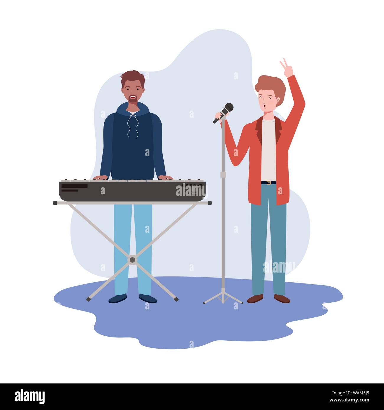 men with musicals instruments on white background Stock Vector Image ...