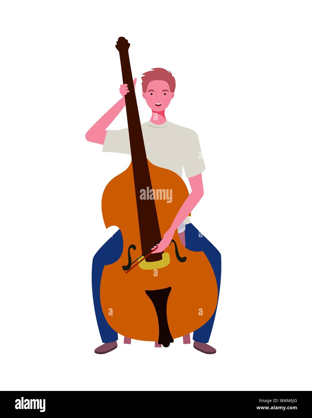 young man with fiddle on white background Stock Vector Image & Art - Alamy