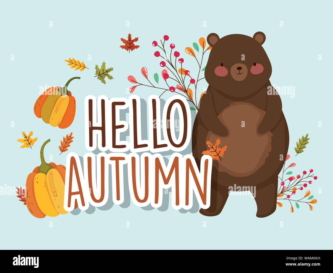 bear hello autumn season invitation vector illustration Stock Vector ...