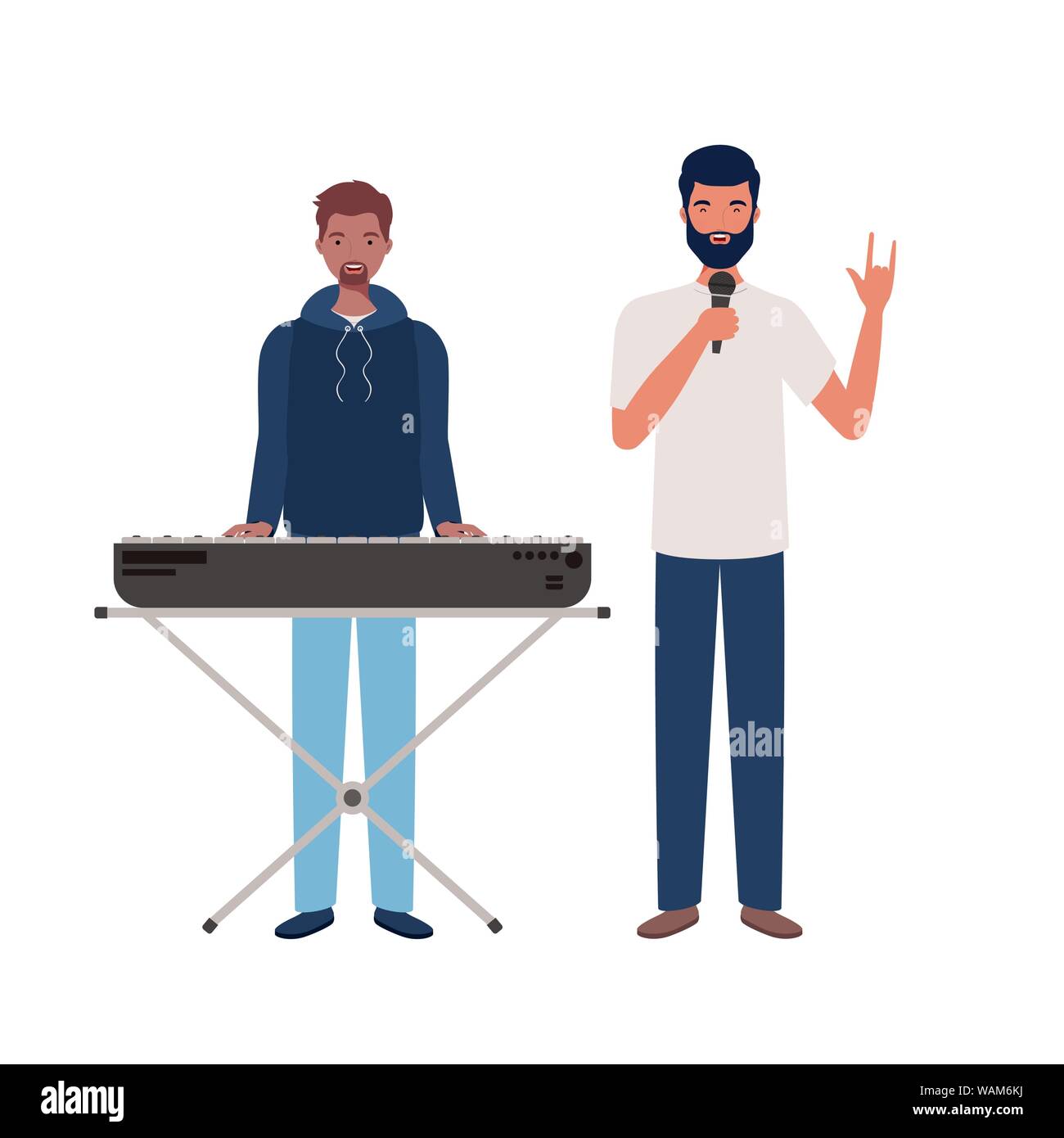 men with musicals instruments on white background Stock Vector Image ...