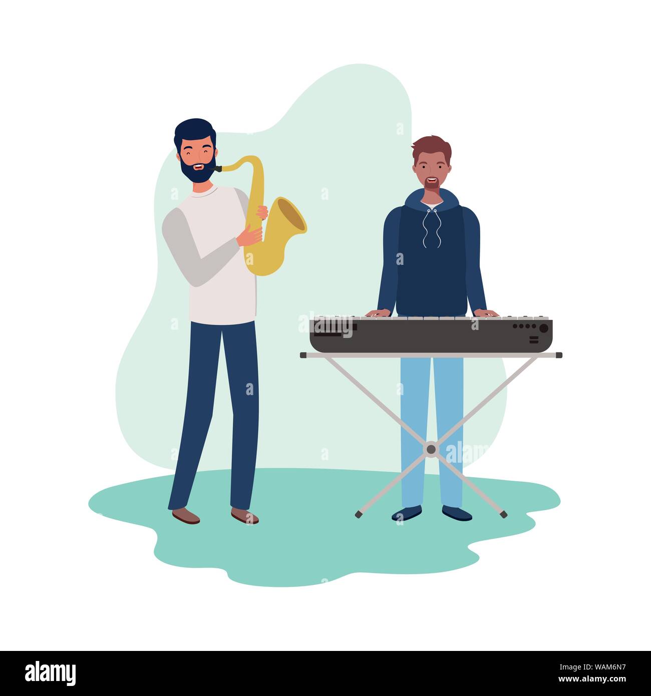 men with musicals instruments on white background Stock Vector Image ...