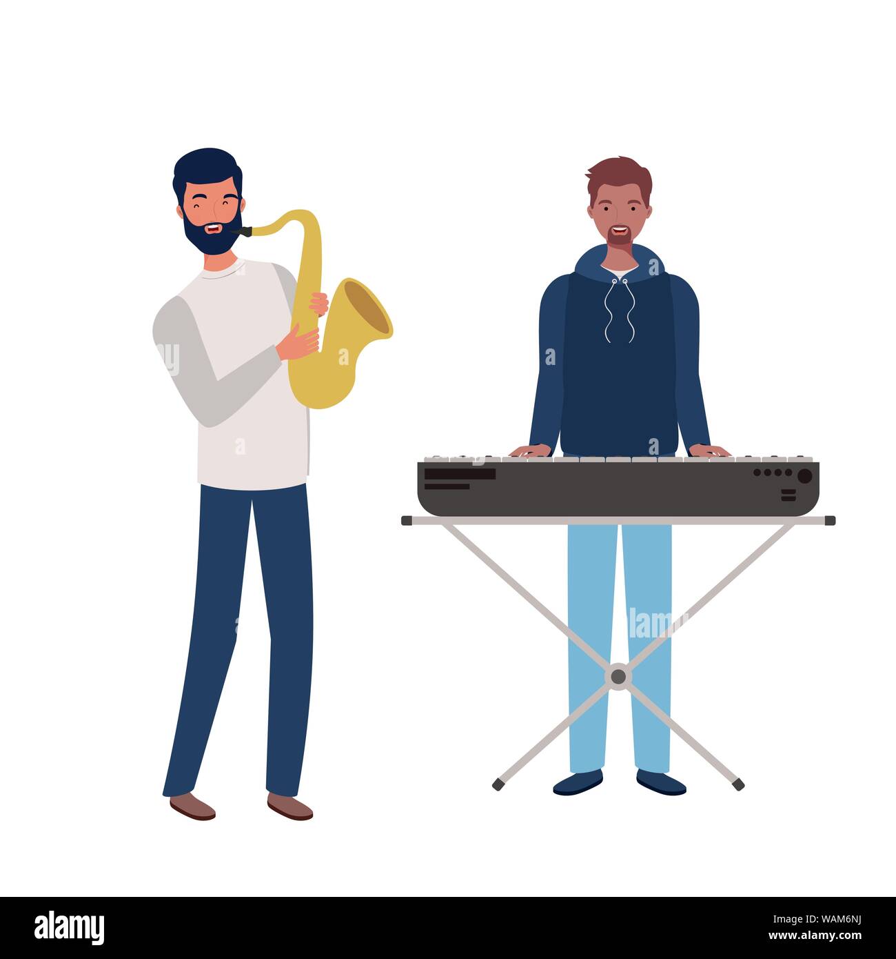 men with musicals instruments on white background Stock Vector Image ...