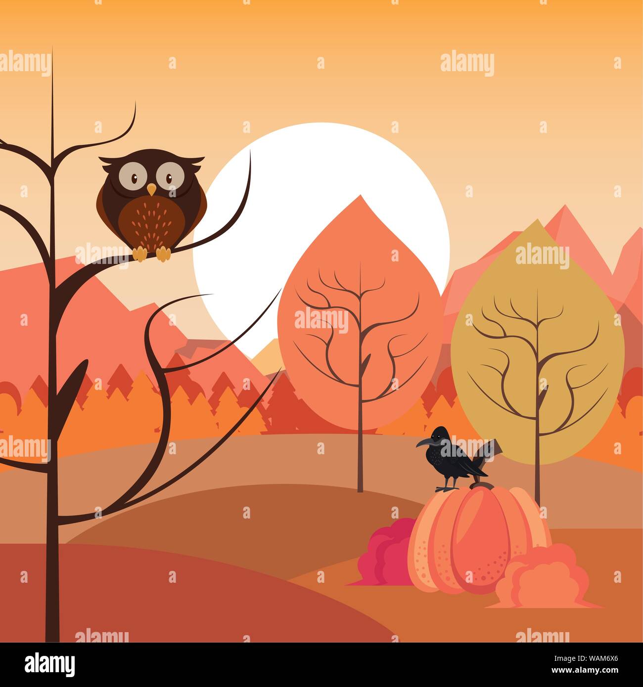 Autumn season nature scenery cartoons Stock Vector Image & Art - Alamy