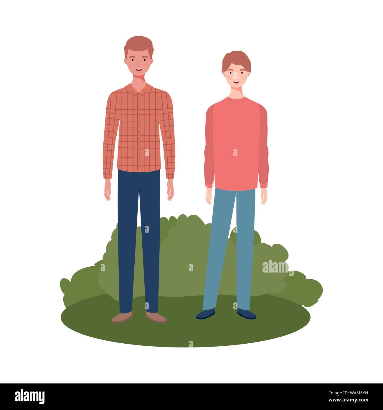 young men standing with landscape background Stock Vector Image & Art ...