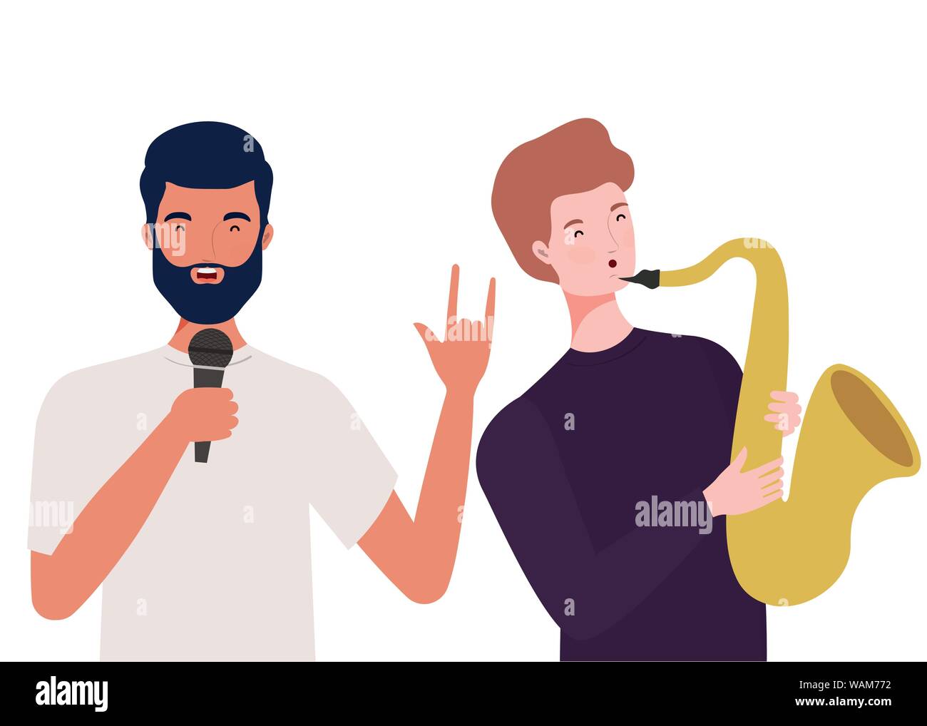 men with musicals instruments on white background Stock Vector Image ...