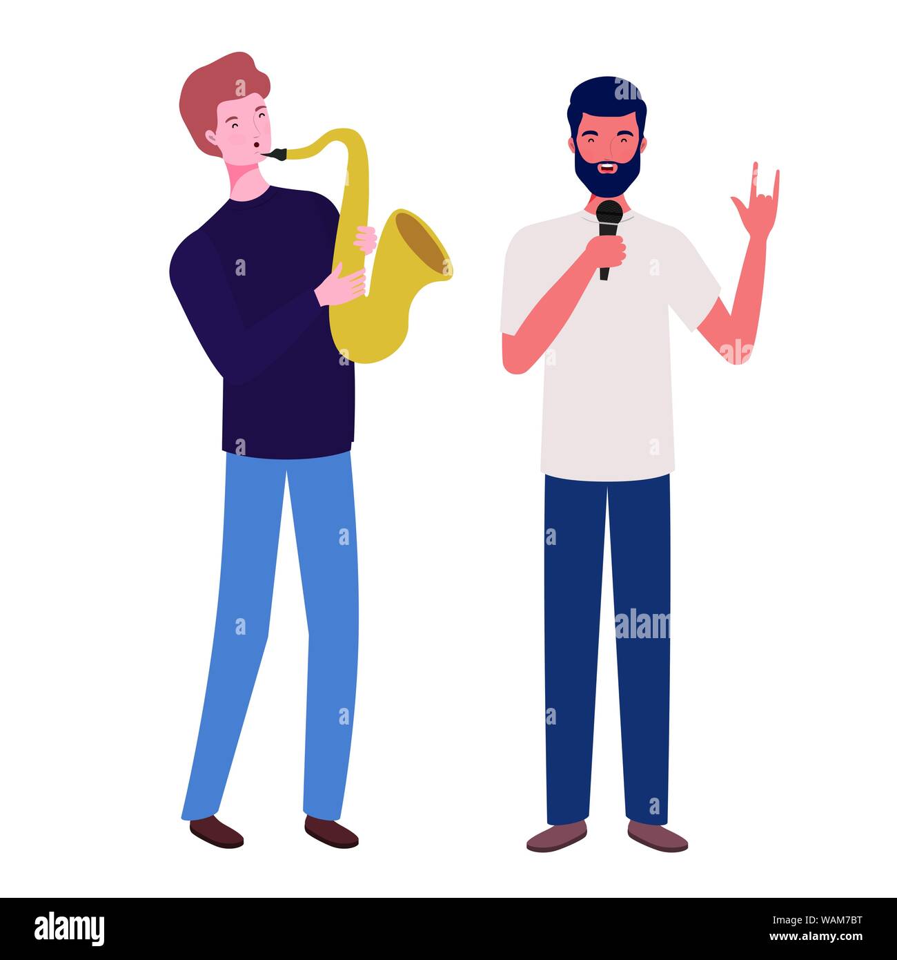 men with musicals instruments on white background Stock Vector Image ...
