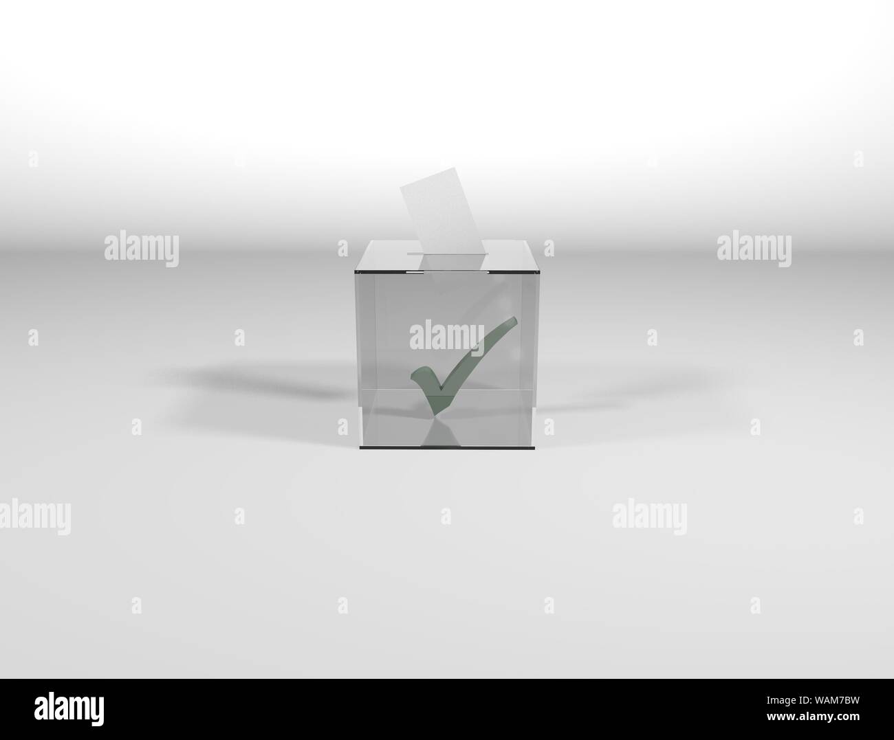 3D Rendering of a ballot box with tick "yes" symbol inside Stock Photo ...