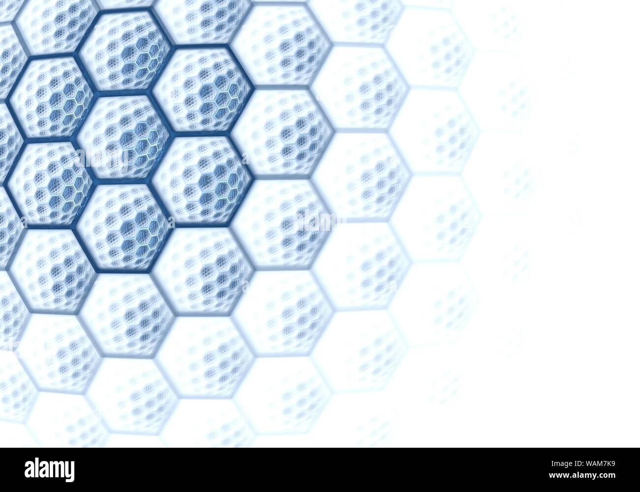 Abstract digital fractal hex blue art on the white background Stock ...