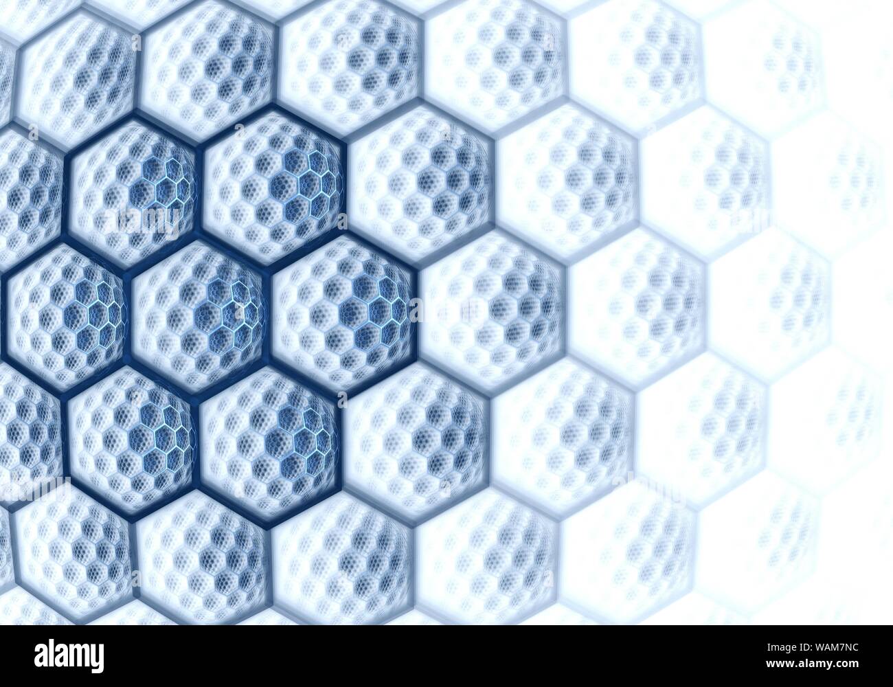 Abstract digital fractal hex blue art on the white background Stock ...