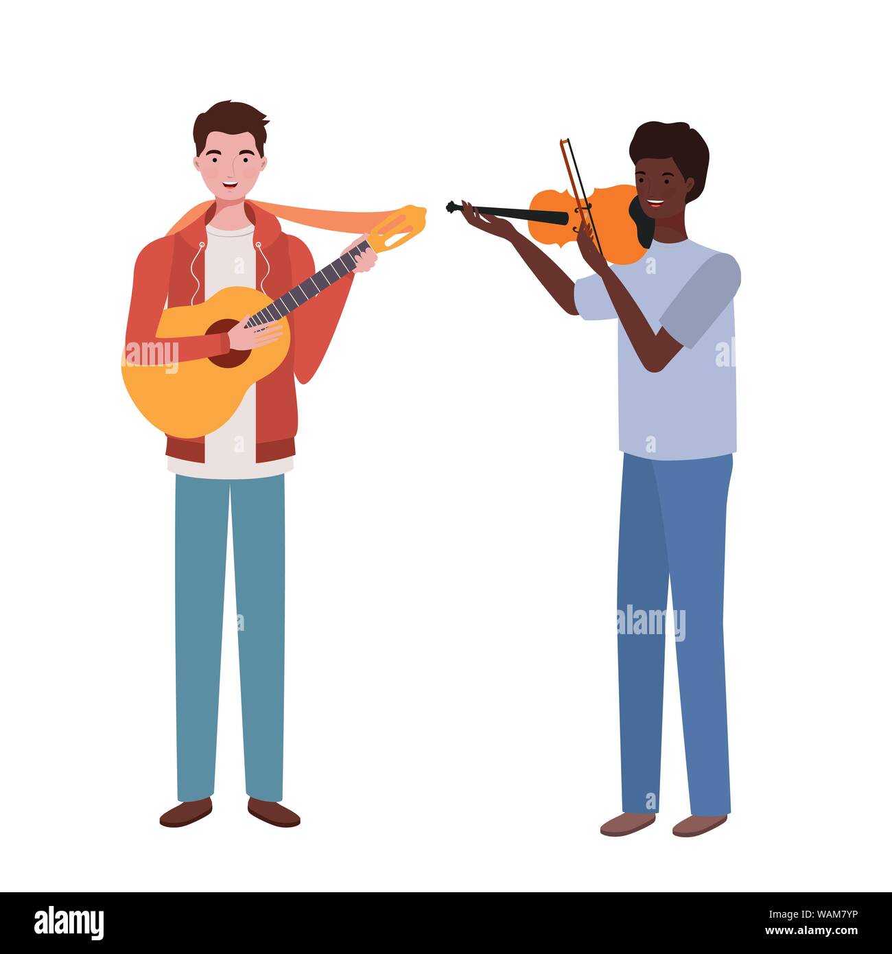 men with musicals instruments on white background Stock Vector Image ...