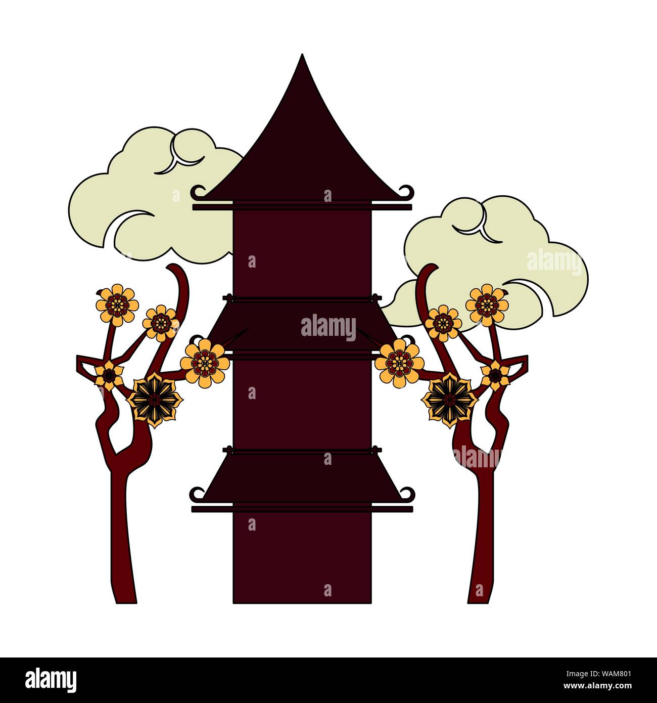 chinese oriental asian building cartoon Stock Vector Image & Art - Alamy