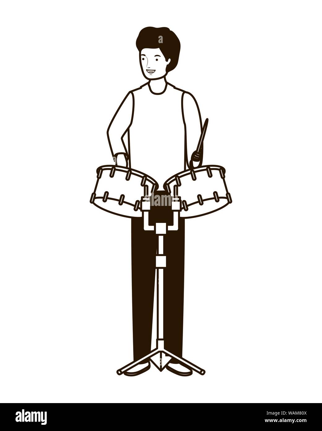 silhouette of man with timpani on white background Stock Vector Image ...