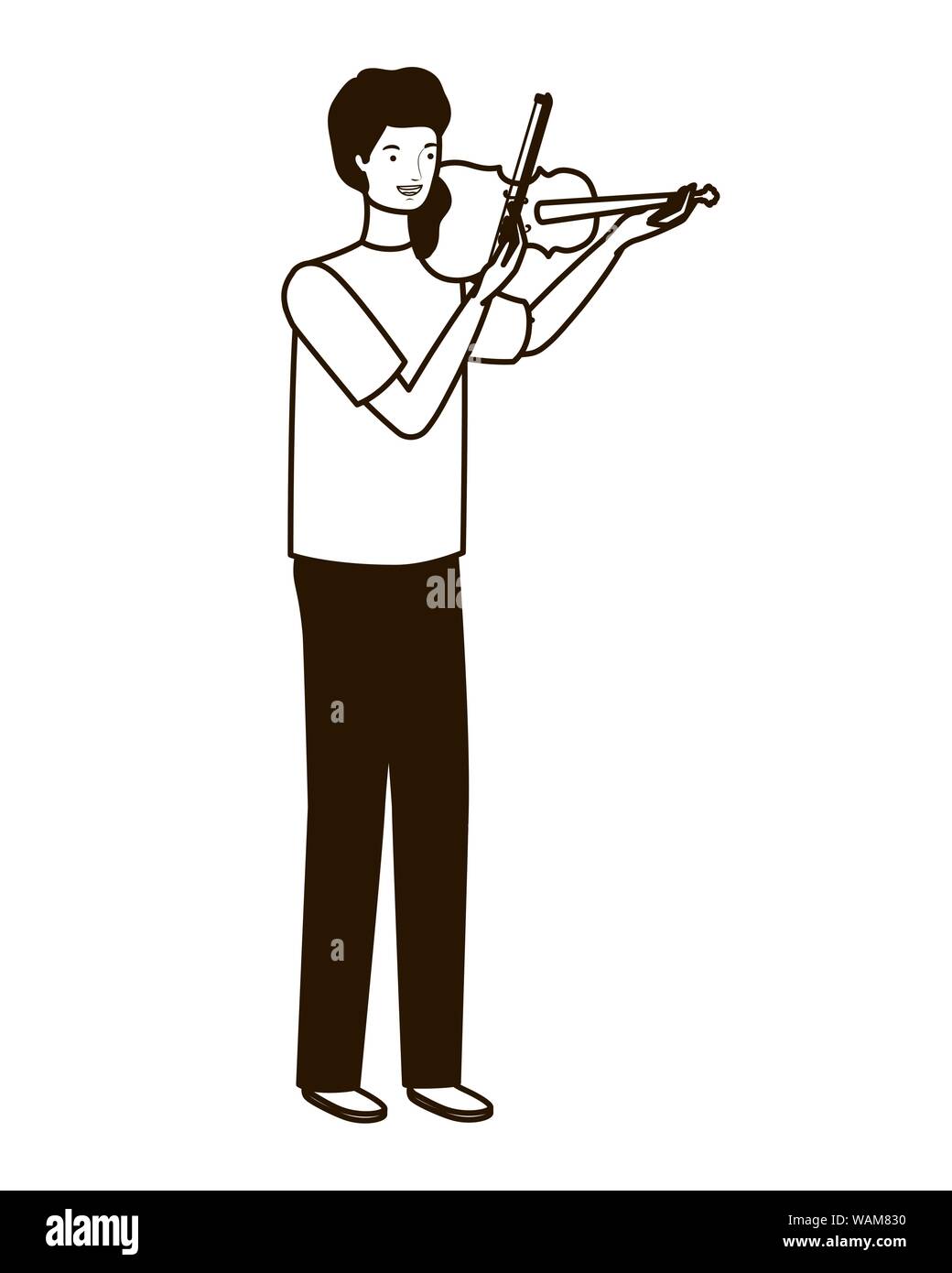 silhouette of man with fiddle on white background Stock Vector Image ...