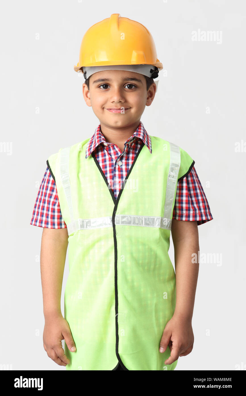 Boy pretending to be an architect Stock Photo - Alamy