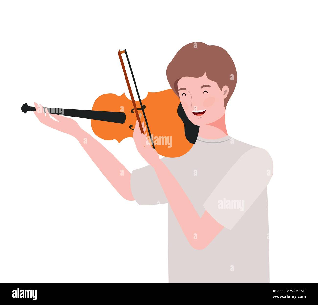 young man with fiddle on white background Stock Vector Image & Art - Alamy