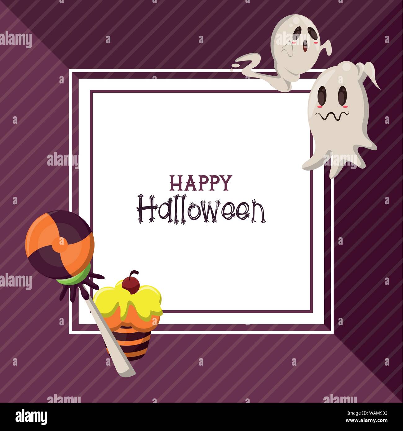 Happy halloween season card with cartoons Stock Vector Image & Art - Alamy