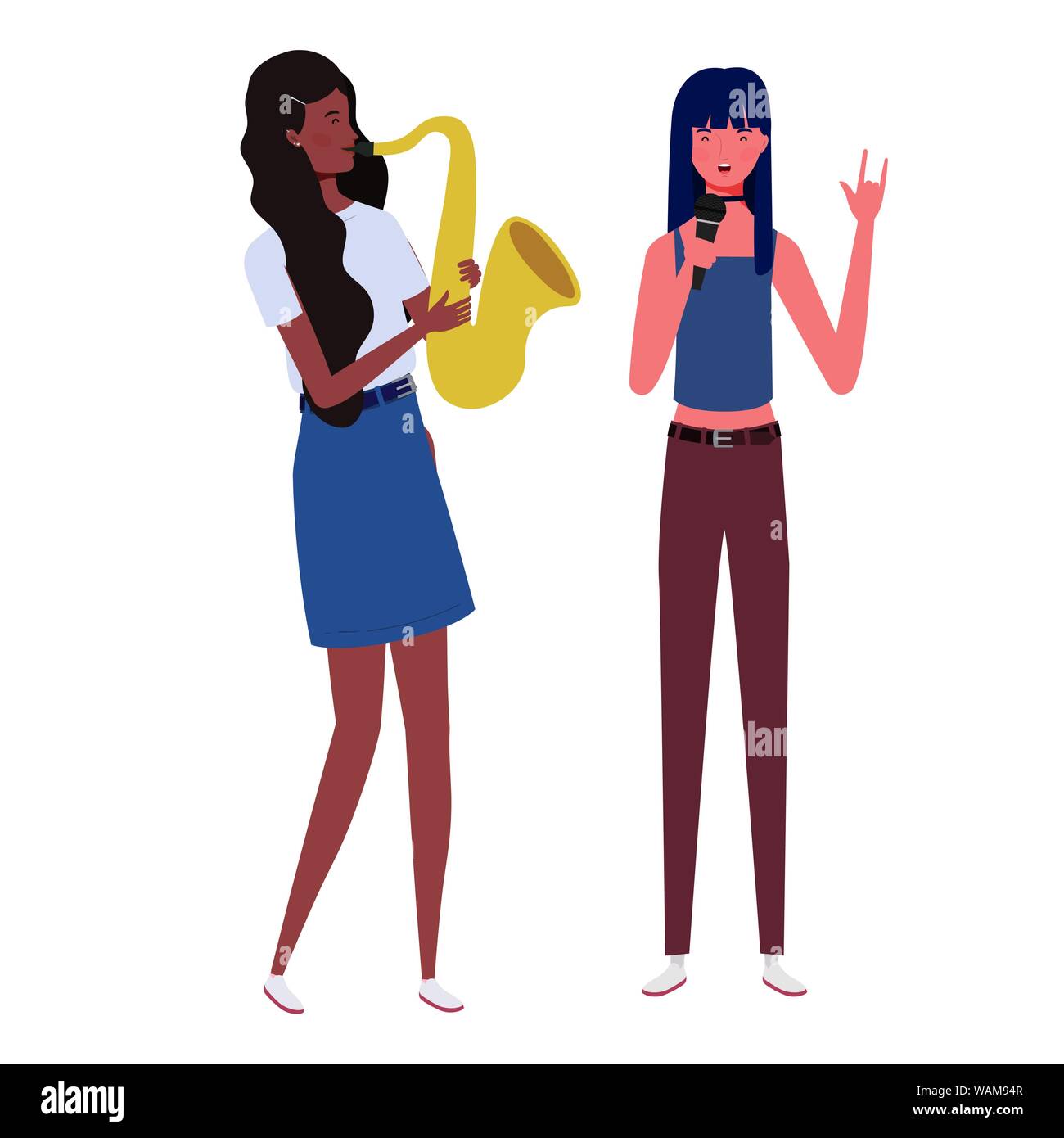 women with musicals instruments on white background Stock Vector Image ...