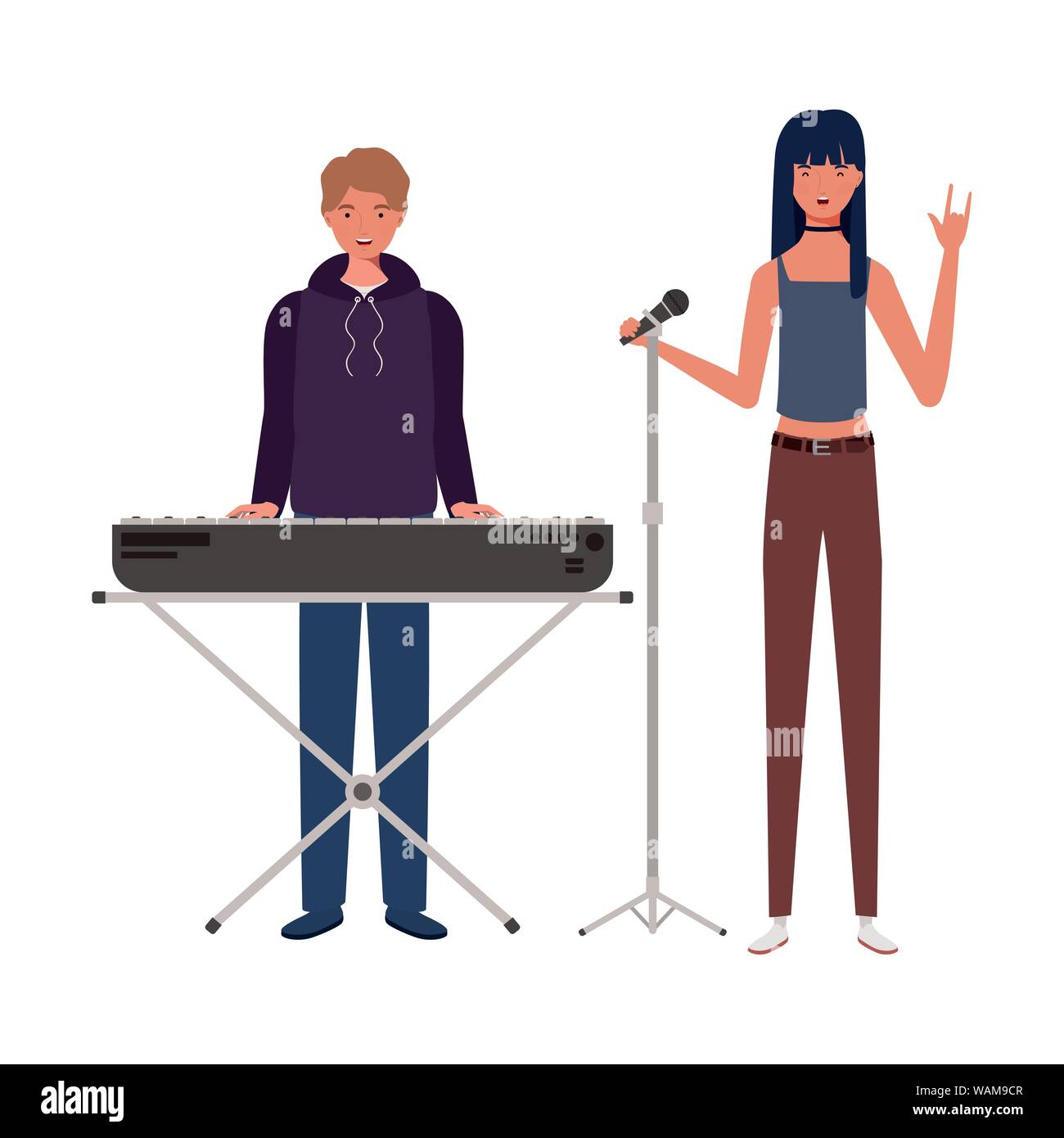 couple of people with musicals instruments on white background Stock ...