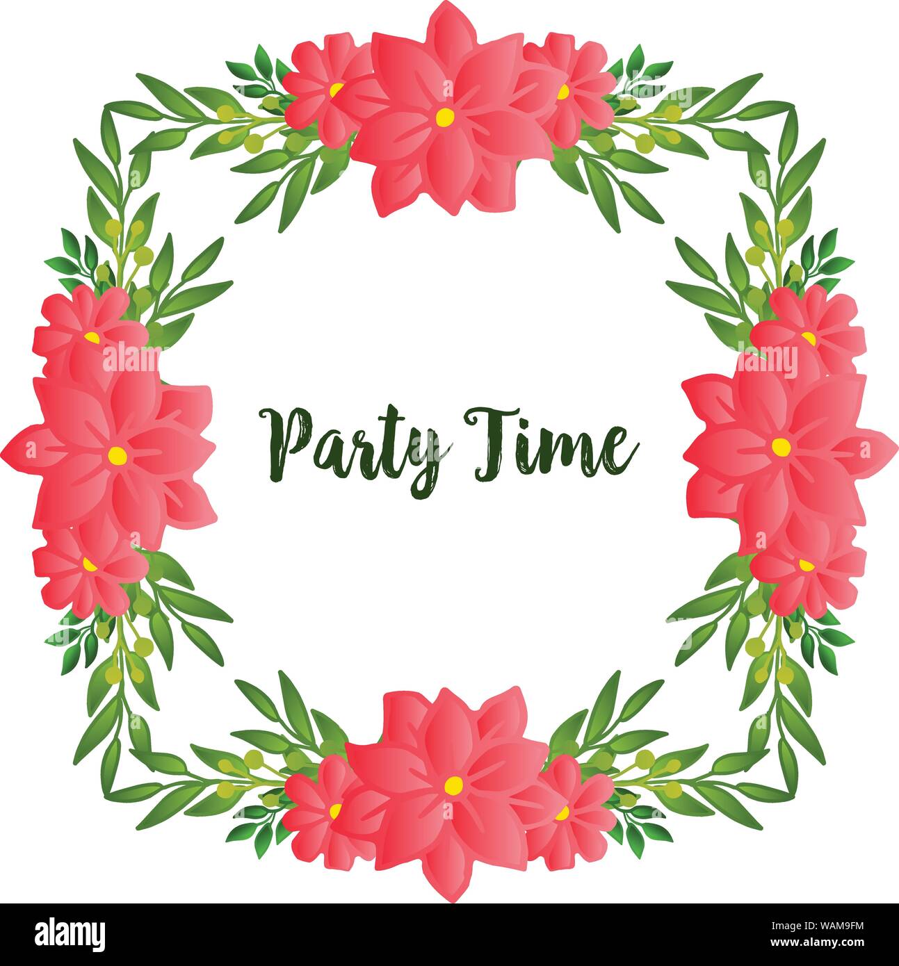 Party time card ornate, with very beautiful leaf flower frame. Vector ...