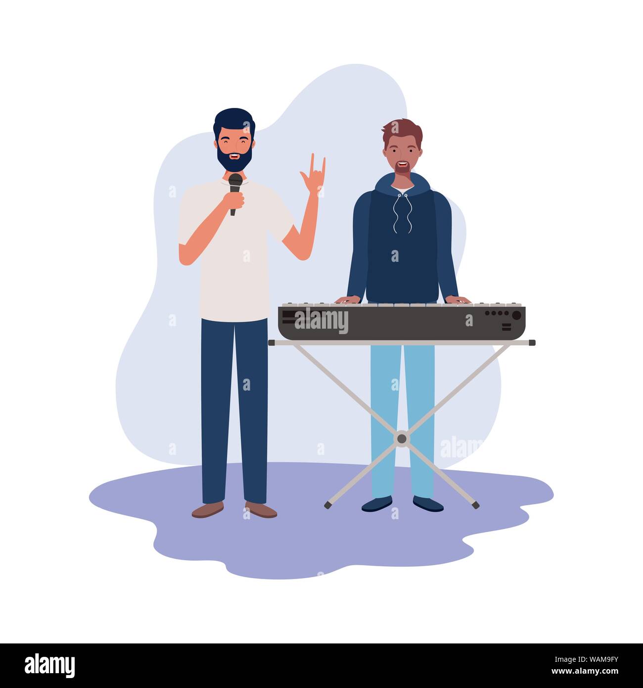 men with musicals instruments on white background Stock Vector Image ...