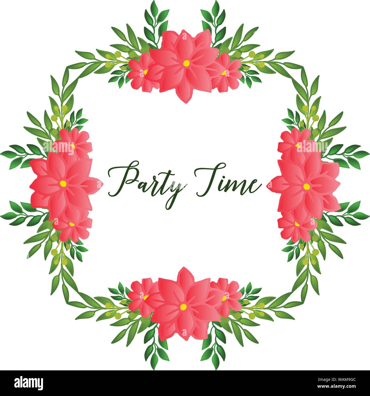 Party time card ornate, with very beautiful leaf flower frame. Vector ...