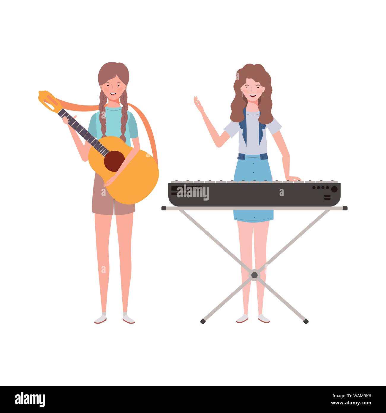 women with musicals instruments on white background Stock Vector Image ...