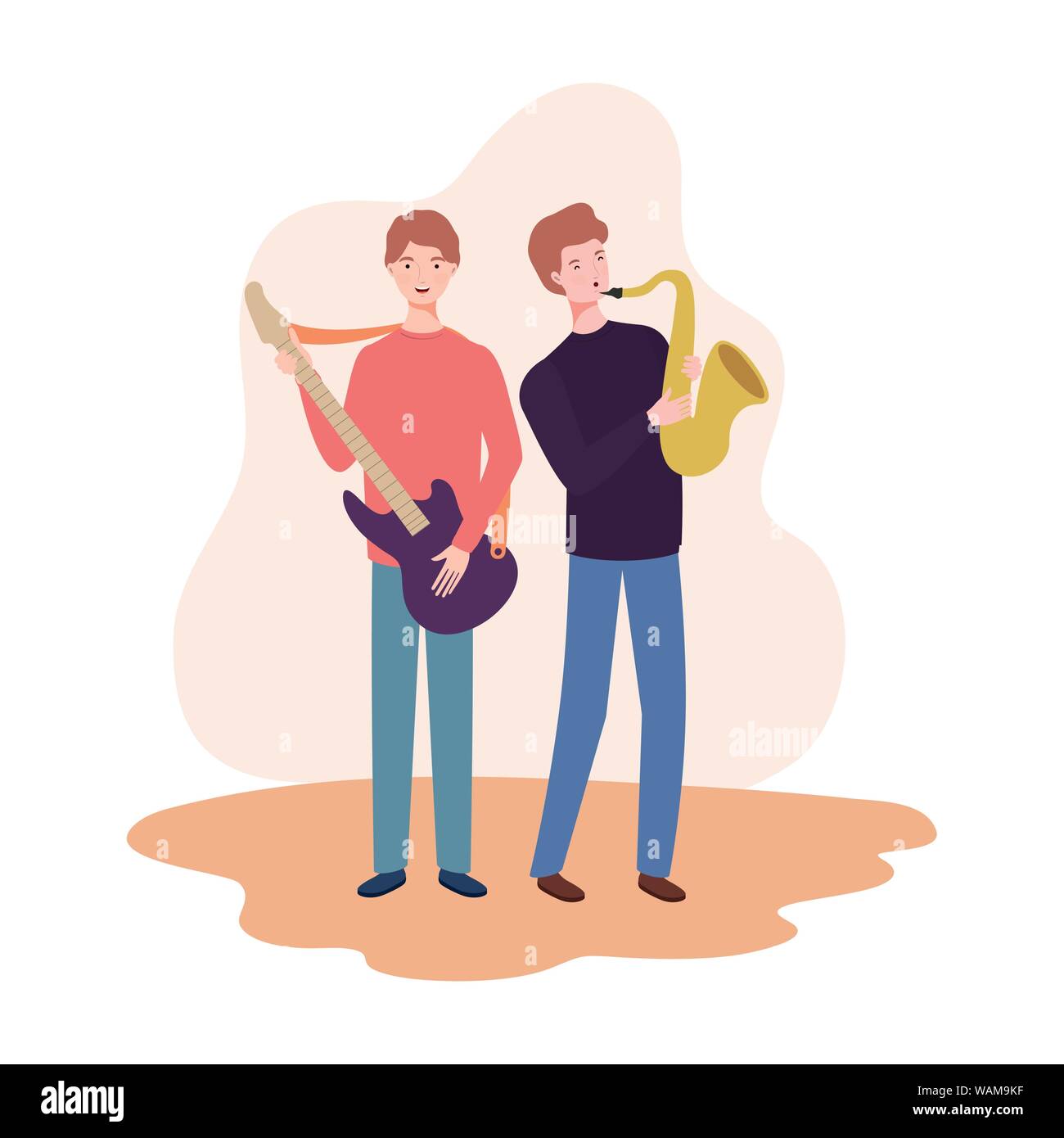 men with musicals instruments on white background Stock Vector Image ...