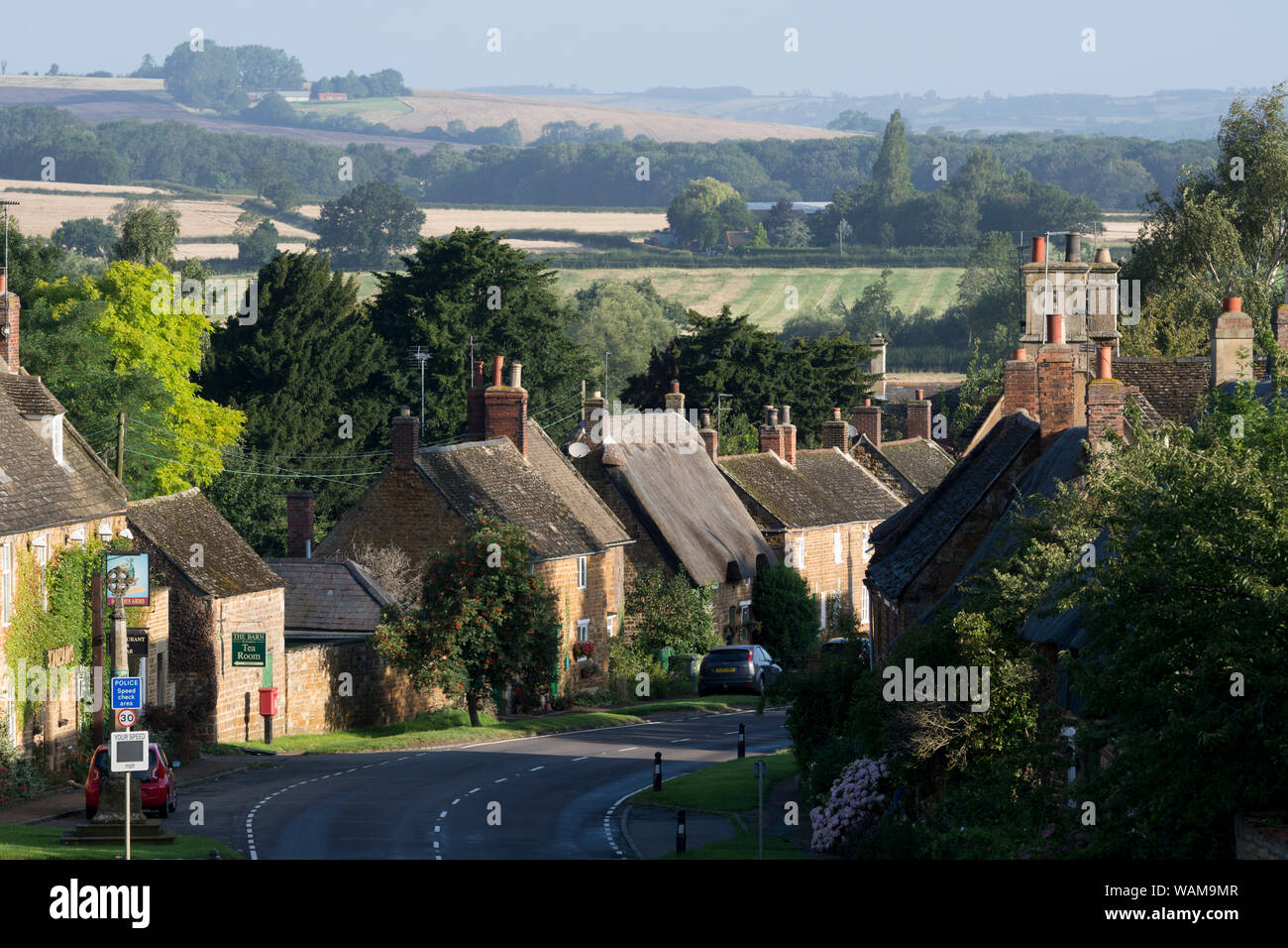 Early morning view of Rockingham village, Northamptonshire, England, UK ...
