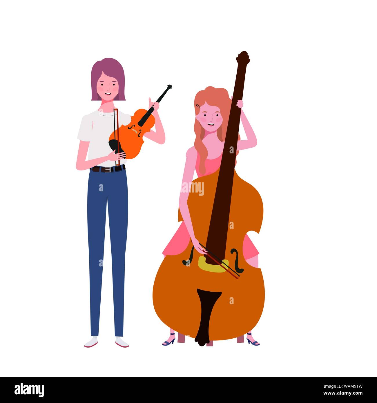 women with musicals instruments on white background Stock Vector Image ...