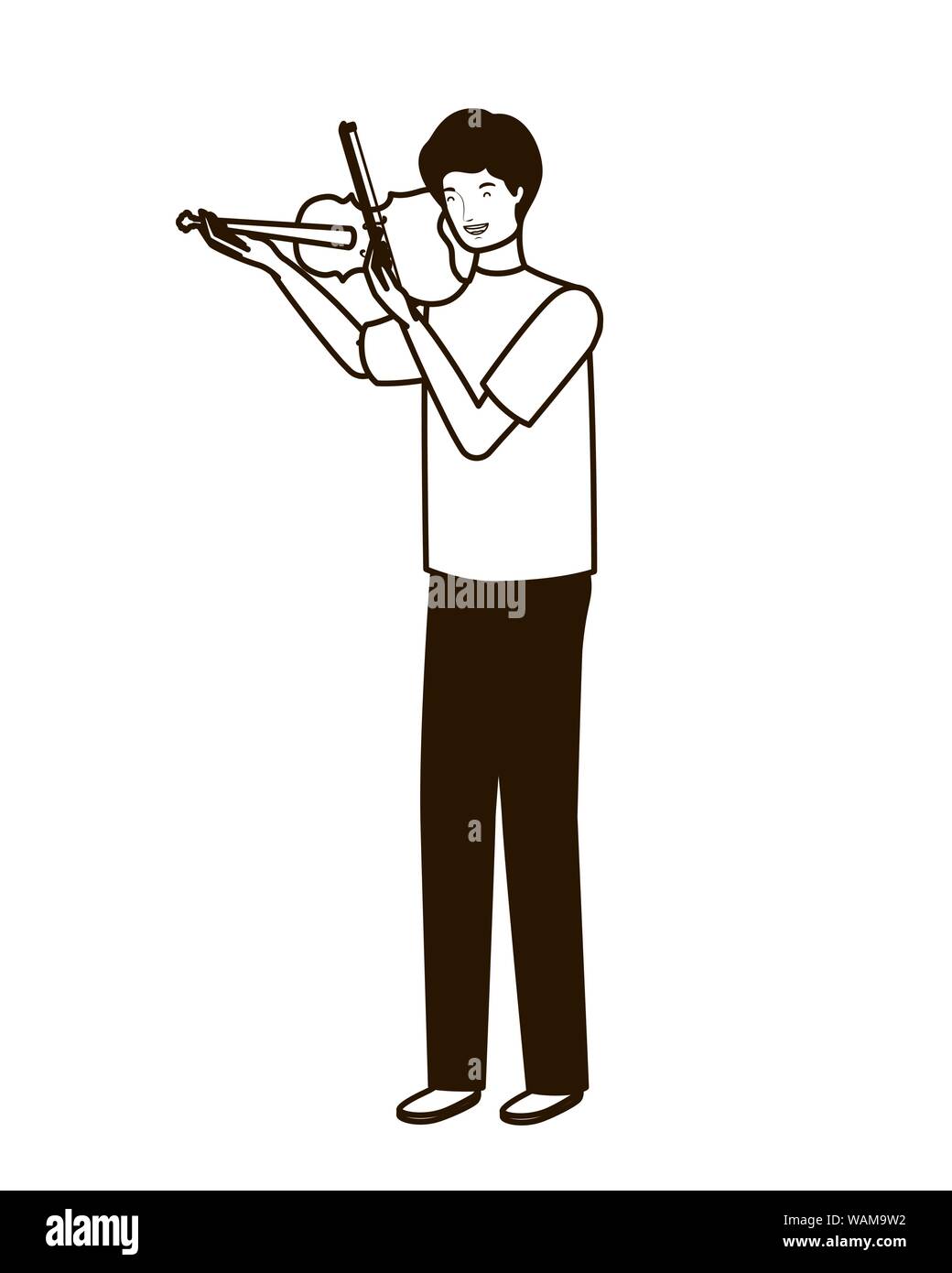 silhouette of man with fiddle on white background Stock Vector Image ...