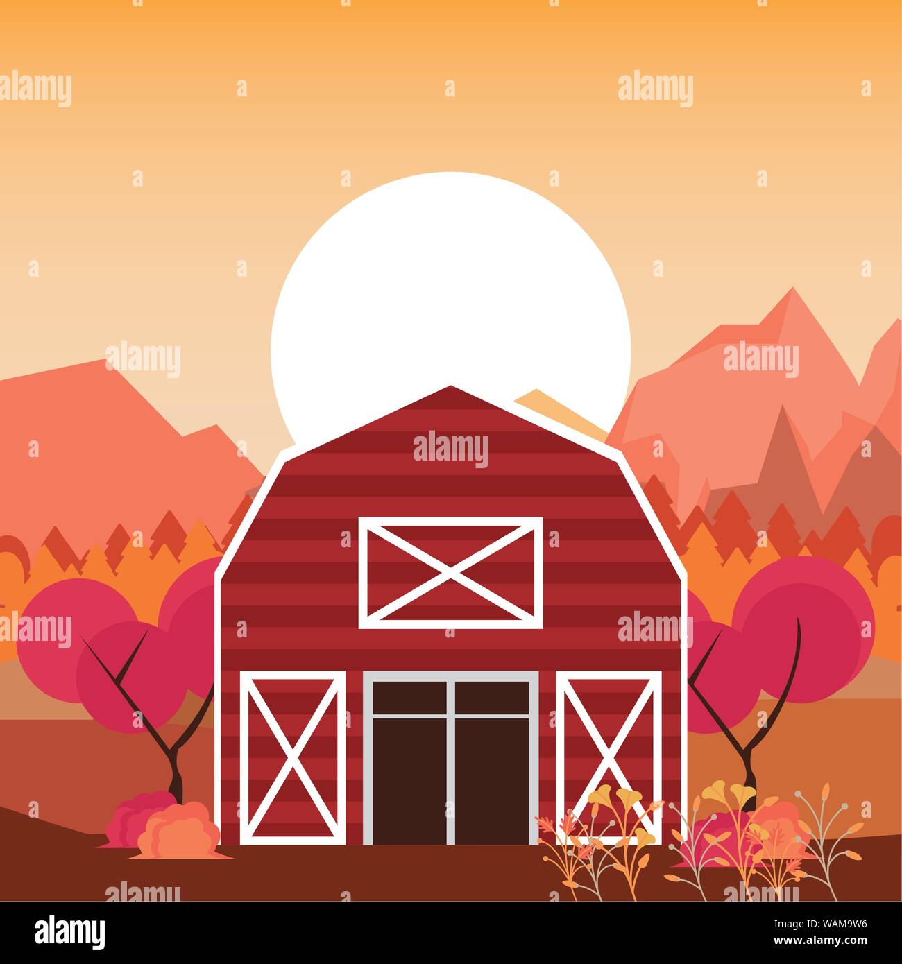 Autumn season nature scenery cartoons Stock Vector Image & Art - Alamy