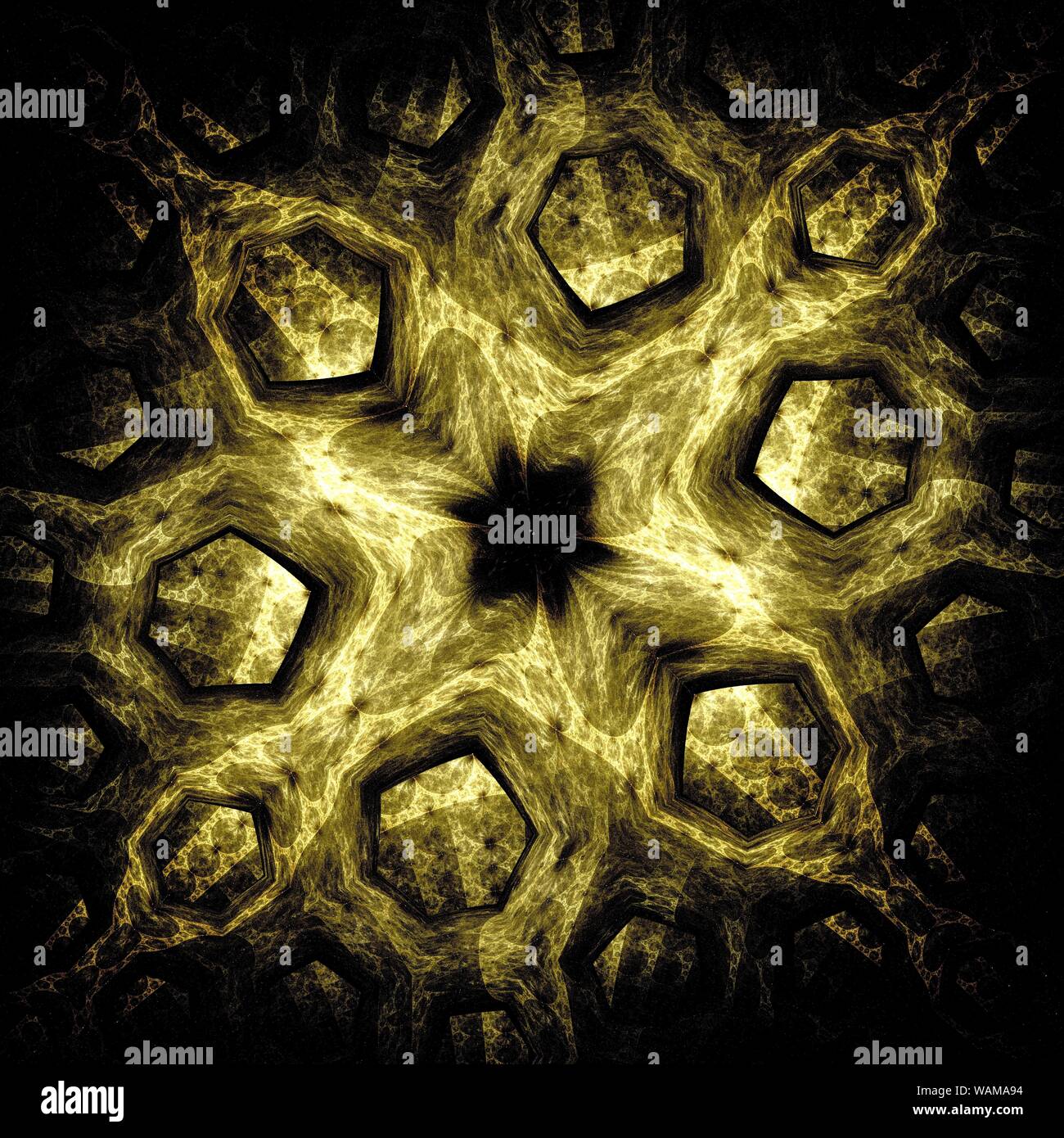 Abstract fractal yellow background with pillars and circles Stock Photo ...