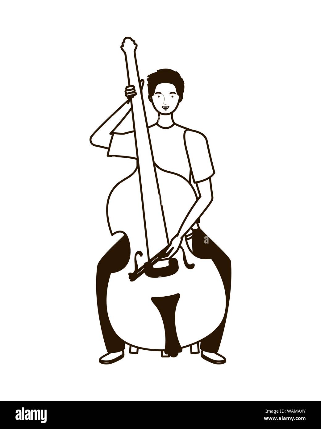 silhouette of man with fiddle on white background Stock Vector Image ...