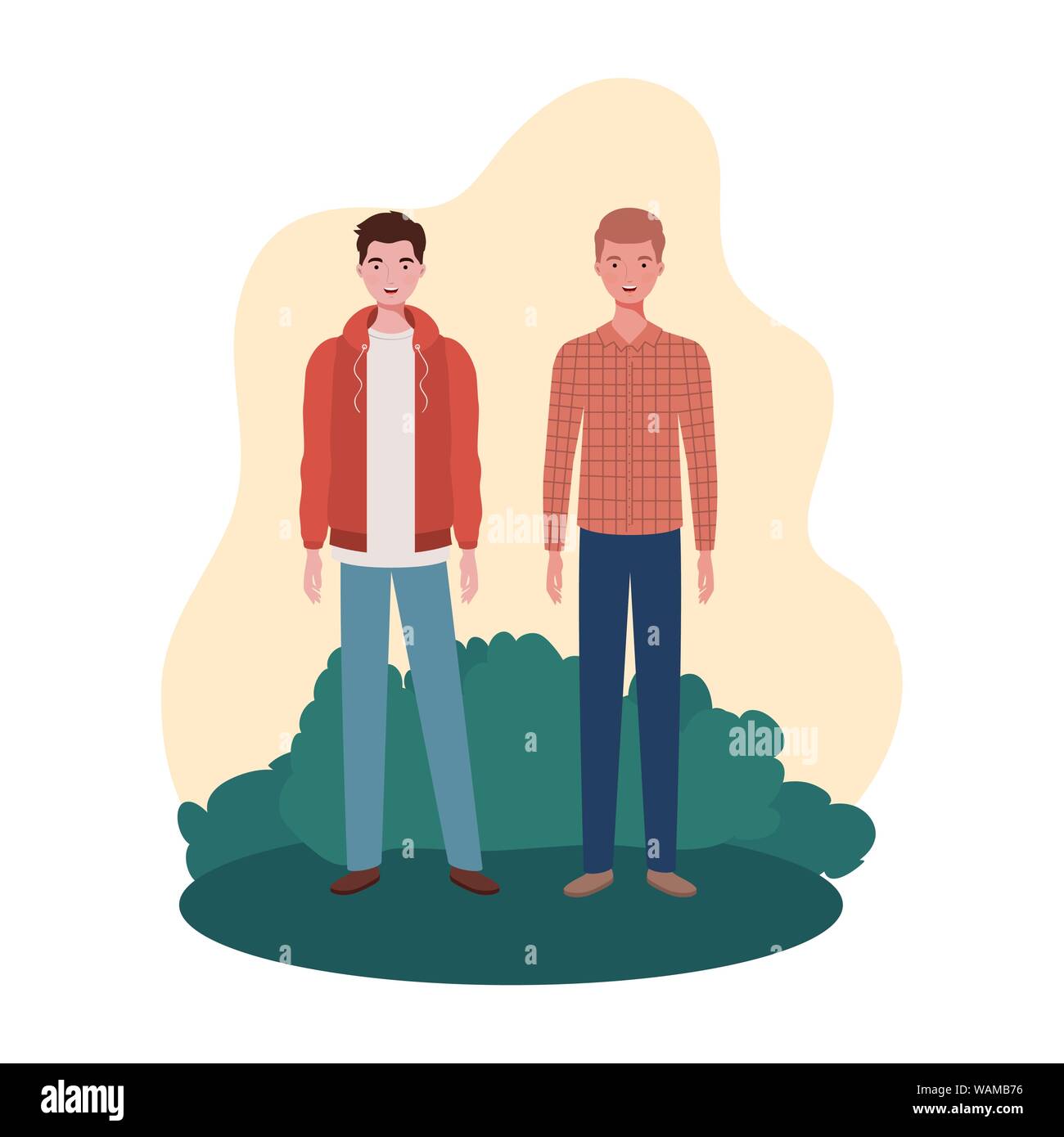 young men standing with landscape background Stock Vector Image & Art ...