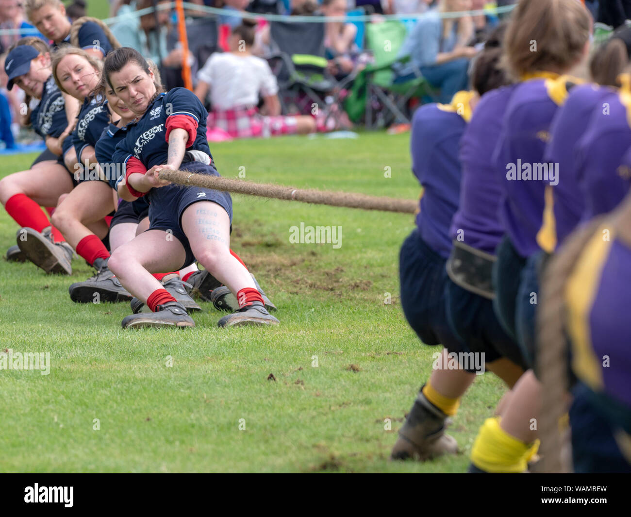 Aberlour, Scotland - Jul 21, 2019: The women's tug of war contest at ...