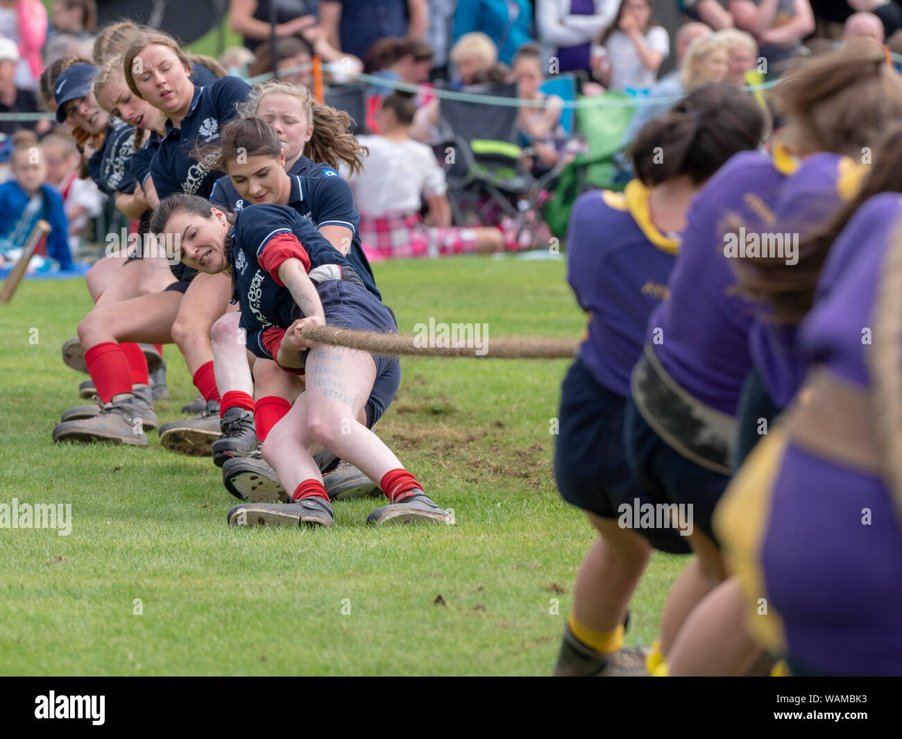 Aberlour, Scotland - Jul 21, 2019: The women's tug of war contest at ...