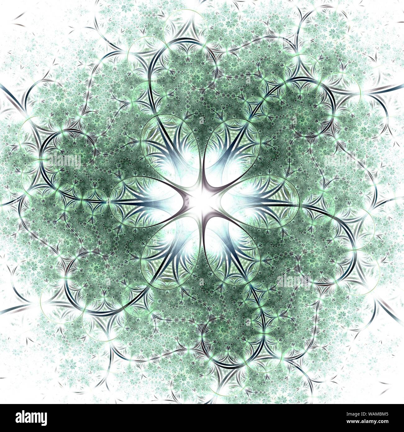 Symmetrical green fractal flower, digital artwork pattern Stock Photo ...