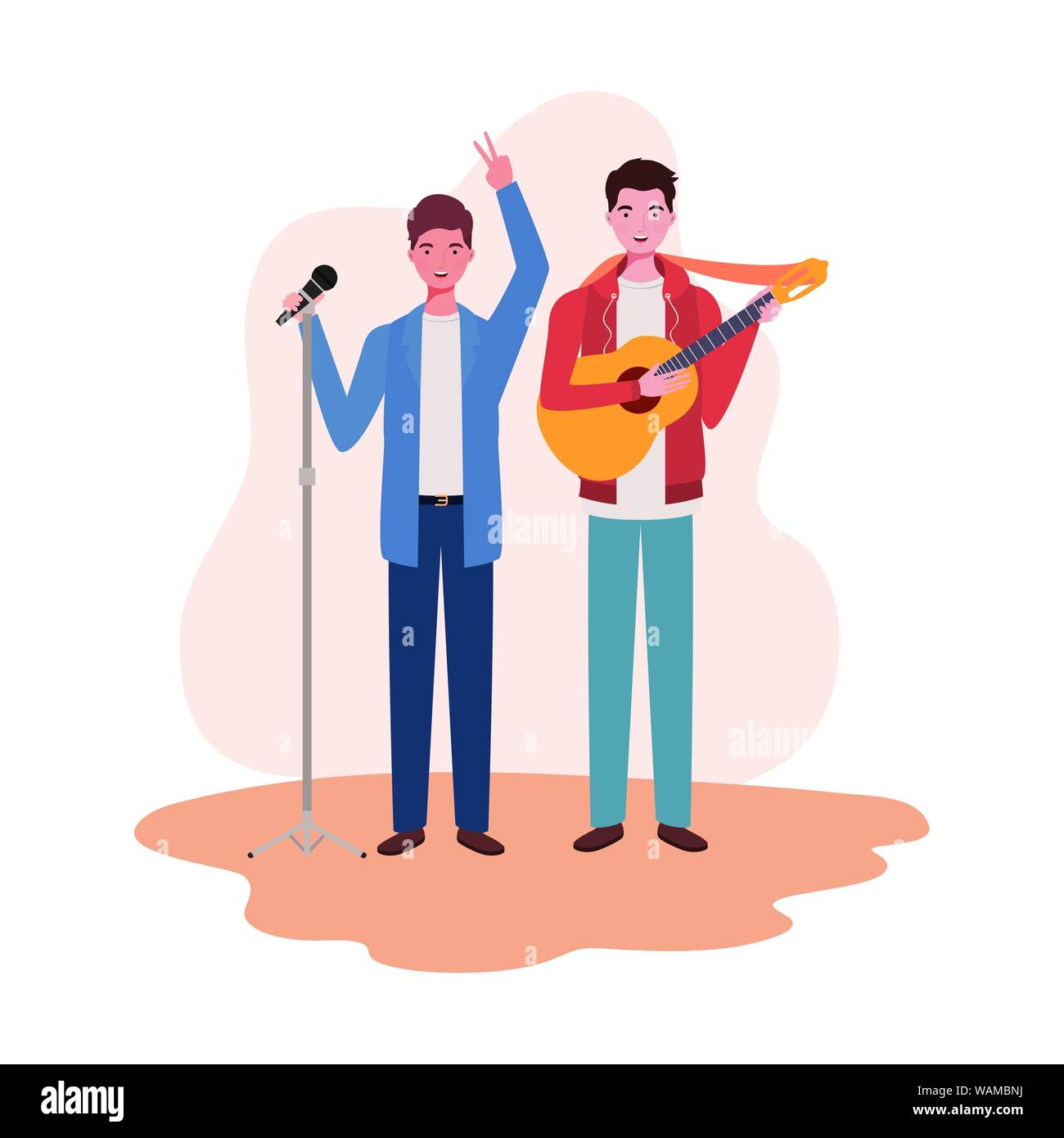 men with musicals instruments on white background Stock Vector Image ...