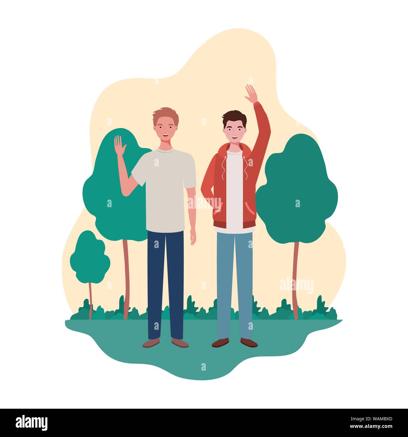young men standing with landscape background Stock Vector Image & Art ...